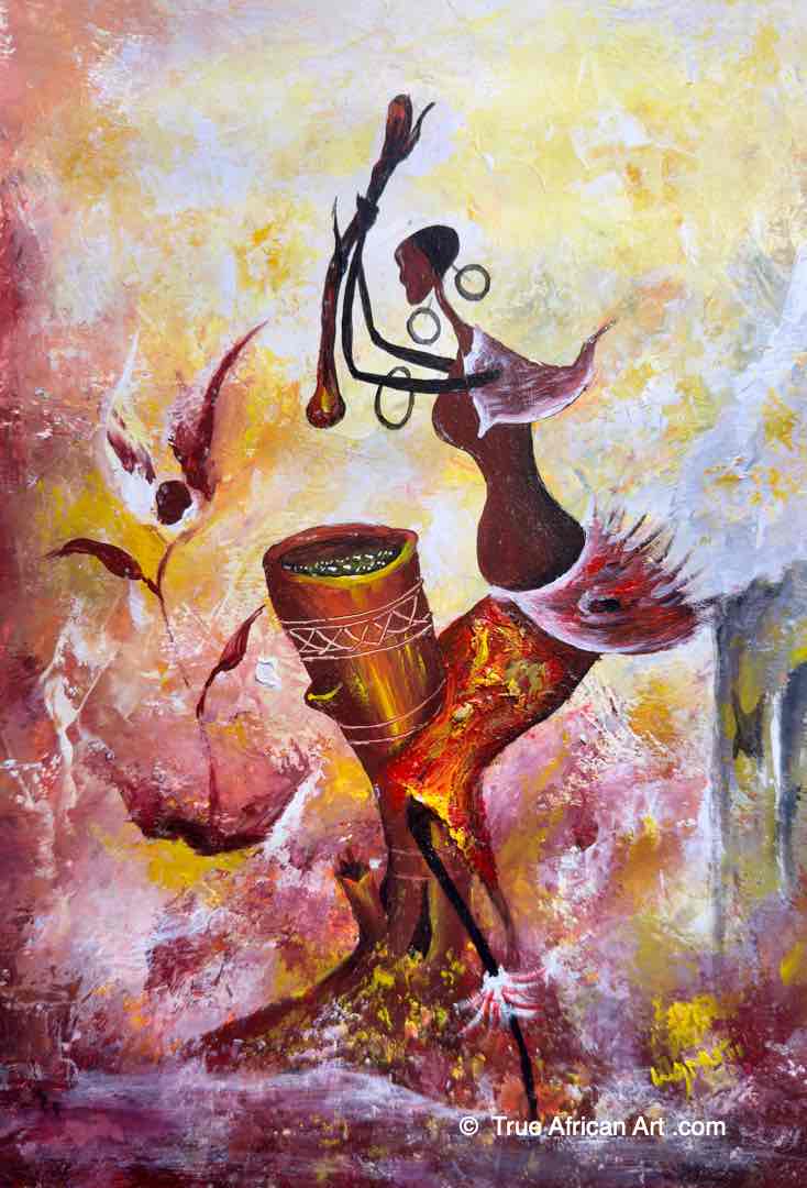 African Artist Willie Wamuti | Making Dinner | True African Art .com