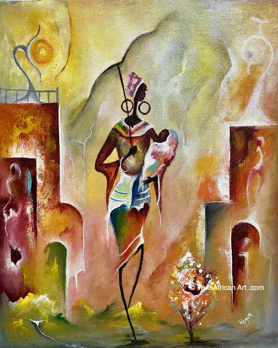 African Art by Willie Wamuti | Kenya | Me and my Baby – True African Art