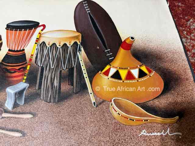 "Traditional African Instruments" | A Still Life painting from Kenya ...