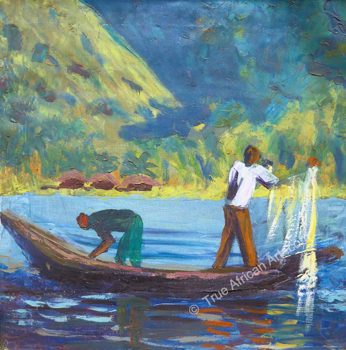 African Paintings by Jimmy Malinga | Malawi | Fishing – True African Art