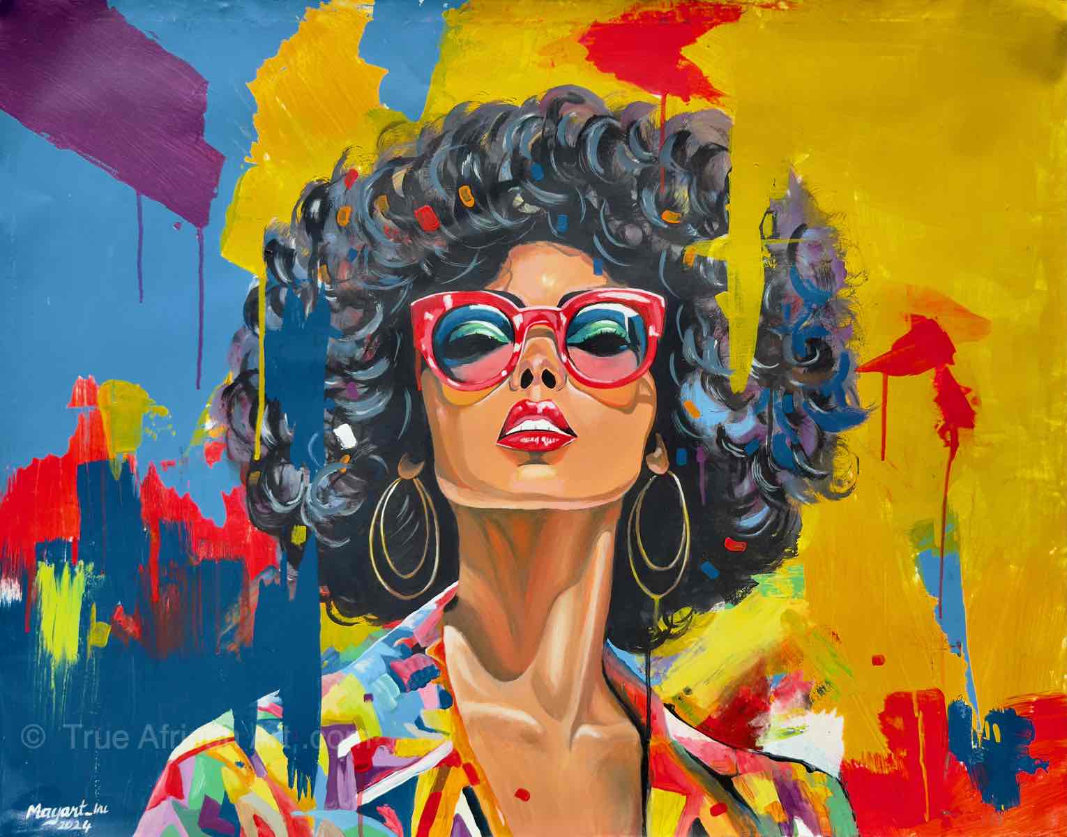 Painting for sale by Mayamiko from Malawi | Colorful Lady – True ...