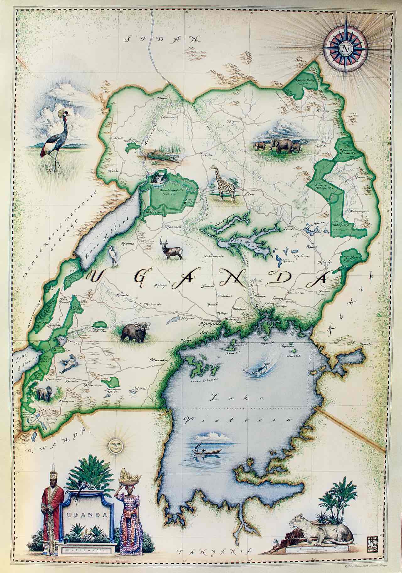 Uganda Map | Vintage Print | True African Art .com