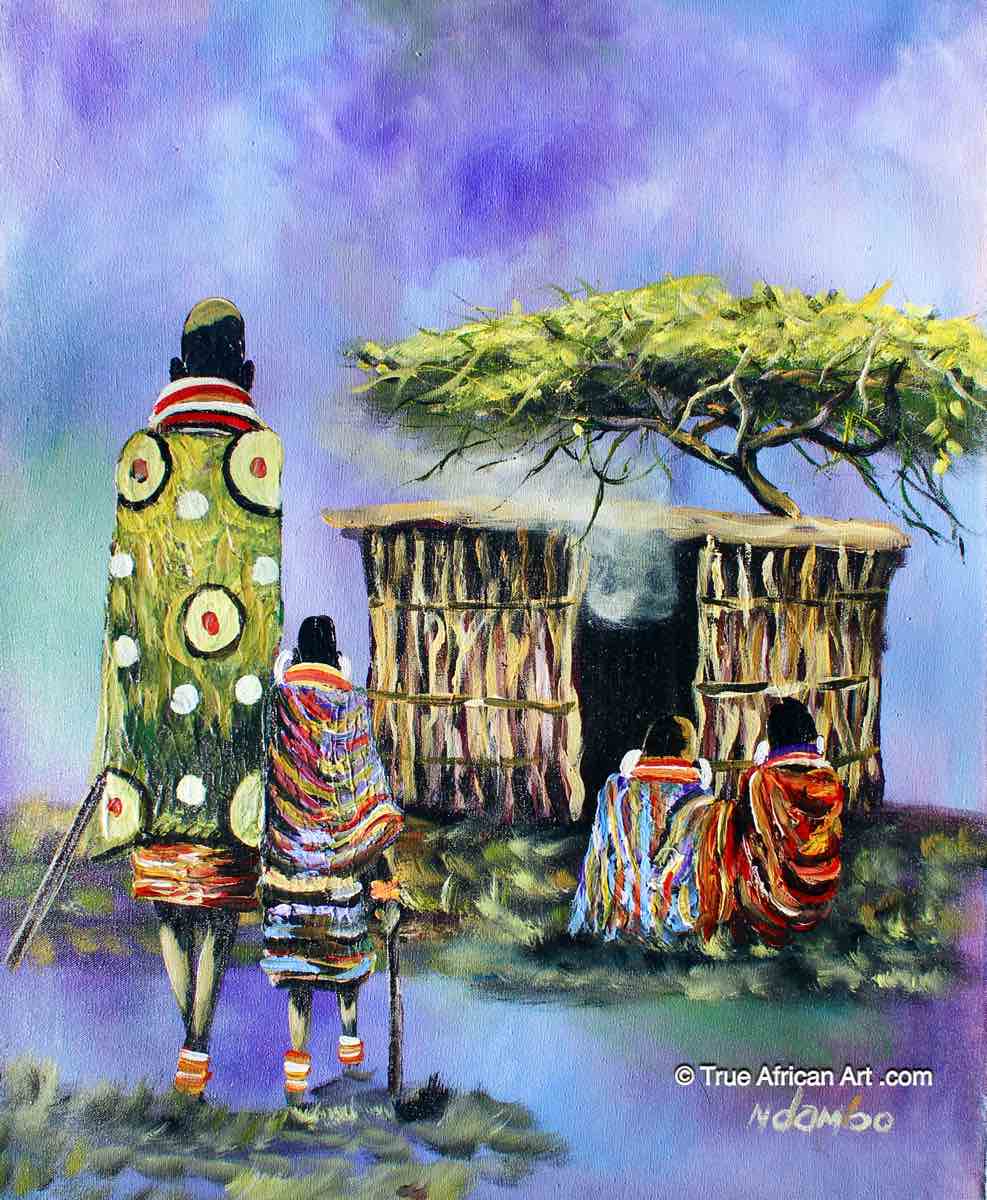 Maasai Abstract Paintings by John Ndambo | True African Art