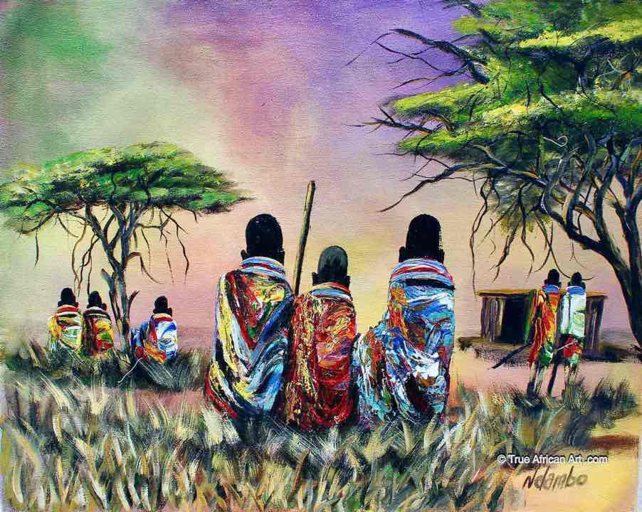 John Ndambo | Maasai Paintings | True African Art .com