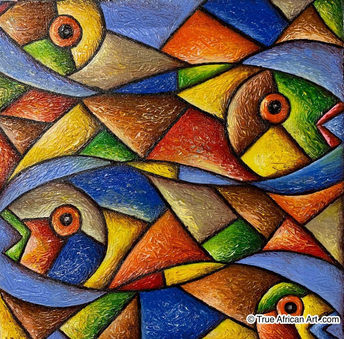 Fish Heads, an Abstract painting by Kenyan Peter Ndirangu – True ...